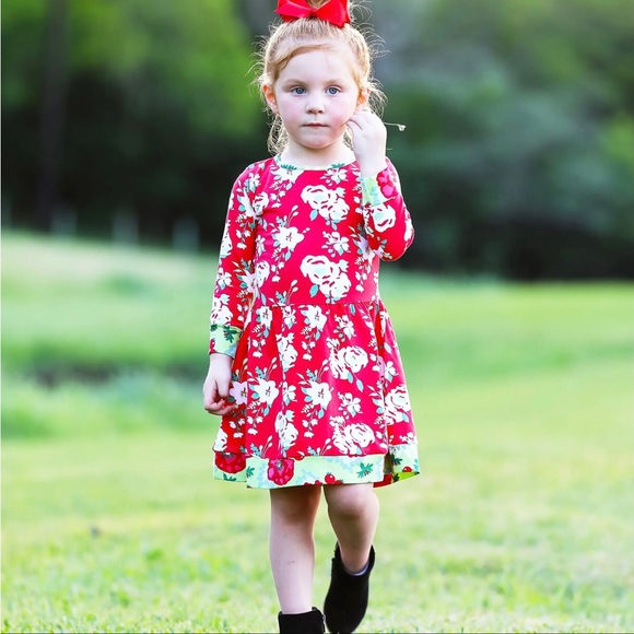 Ann Loren | Dresses | Nwt Ann Loren Red Floral Long Sleeve Dress | Poshmark